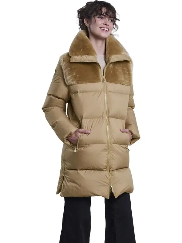 BLUE DUCK Zip-up Down Coat - Camel