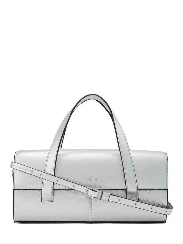 BEHNO Mini Michelle Nappa Leather Crossbody Bag - Silver
