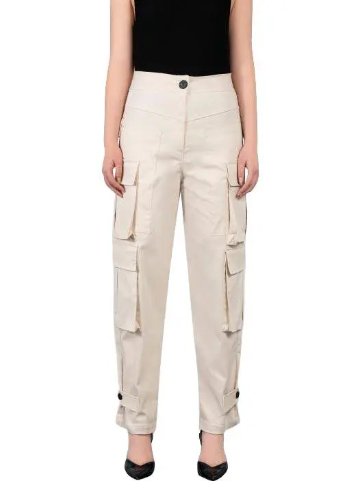 LAURA APARICIO Oversized Cotton Cargo Pants - Beige