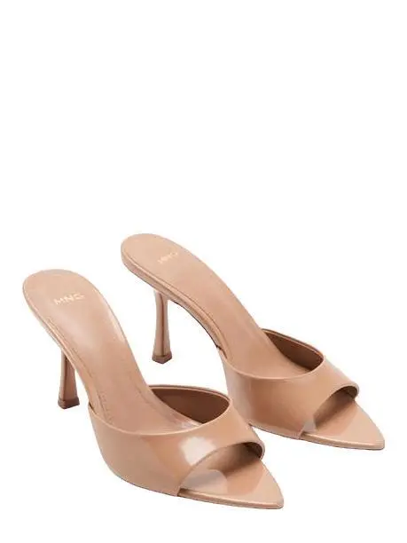 Mango Pointed Toe Slide Sandal - Beige