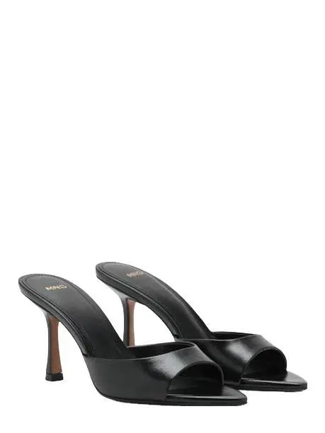 Mango Pointed Toe Slide Sandal - Black