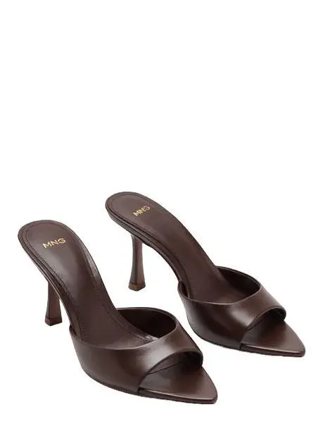 Mango Pointed Toe Slide Sandal - Dark Chocolate