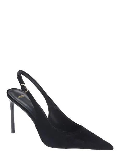 Mango Pointed Toe Slingback Pumps - Black