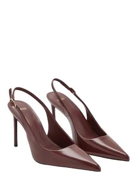 Mango Pointed Toe Slingback Pumps - Brown