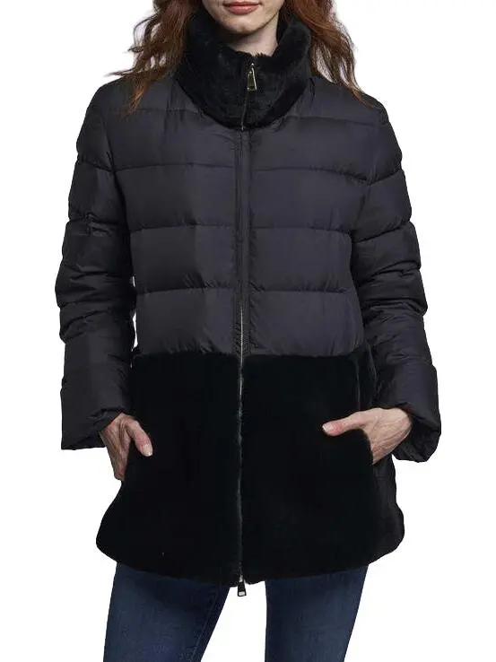 BLUE DUCK Down And Shearling Jacket - Black