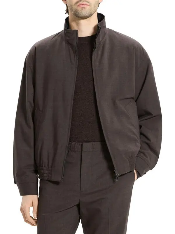 Theory Motion Wool-blend Reversible Jacket - Brownwood Melange
