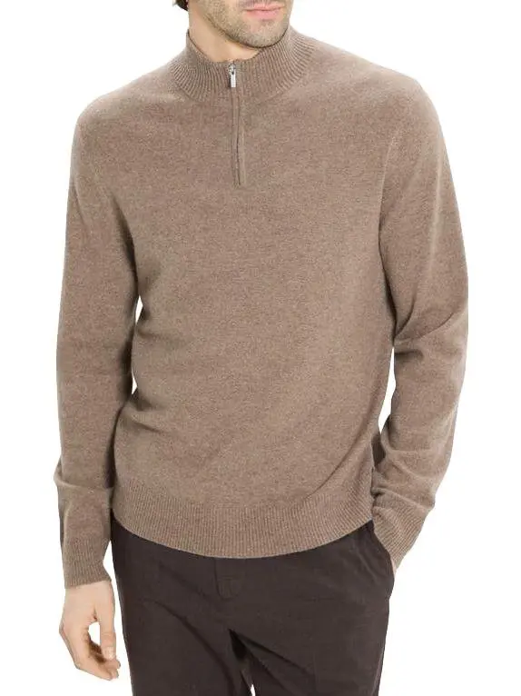 Theory Hilles Quarter Zip Cashmere Sweater - Dark Feather Melange