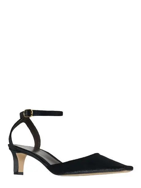 THE ROW Carla Square Toe Velvet Sandals - Black