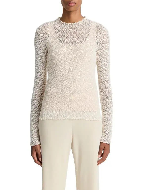 Vince Lace Mock Neck Top - Alabaster