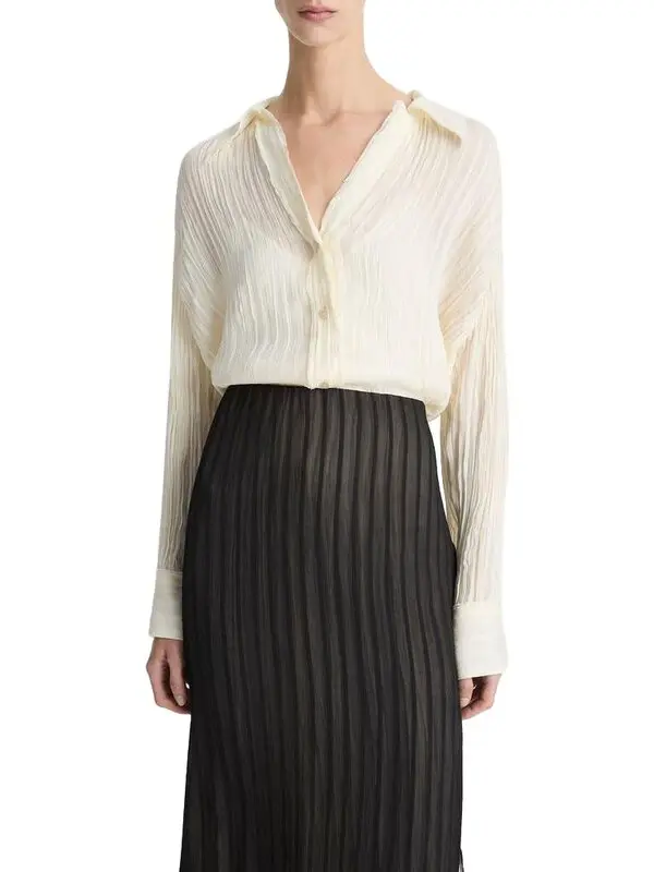 Vince Crushed Stripe Button-up Shirt - Off White