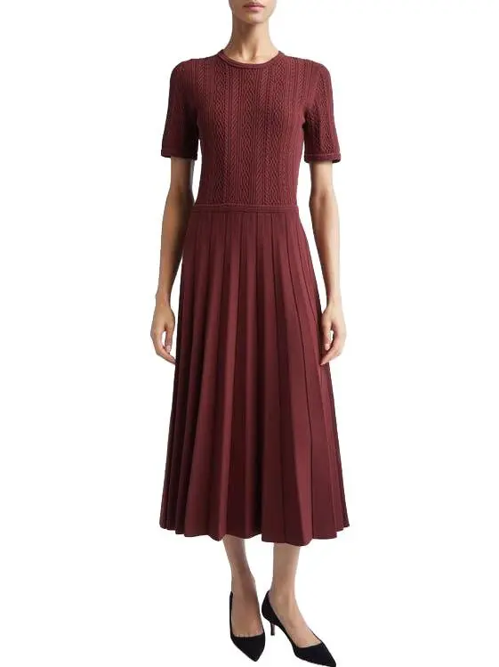 JASON WU Cable Stitched Knit Midi Dress - Medjool