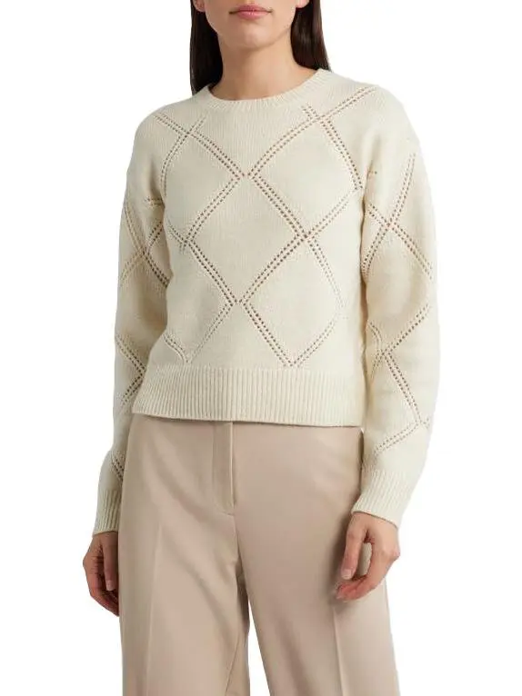Vince Texture Argyle Wool Sweater - Cream