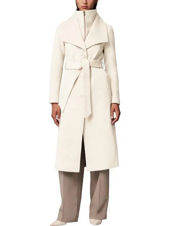 Soia & Kyo Ilana Bib Detail Wool Blend Trench Coat - Powder