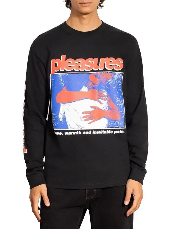 PLEASURES Embrace Long Sleeve Graphic T-shirt - Pigment Black