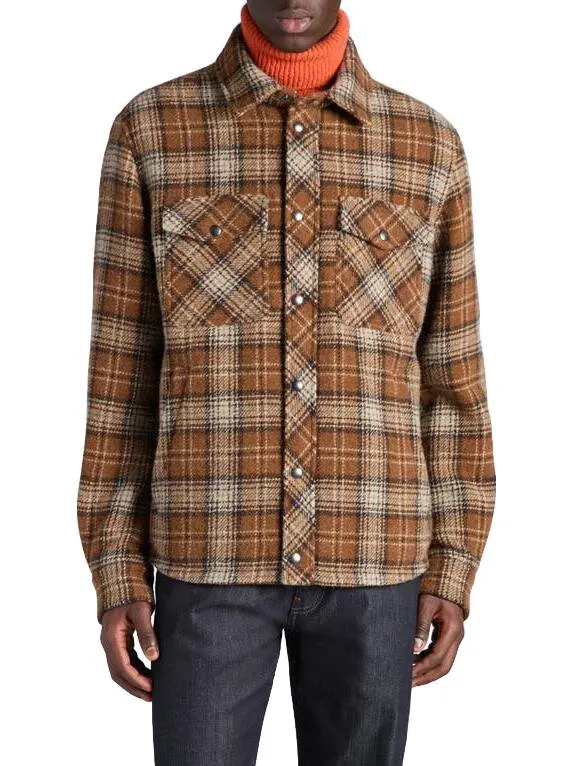 Moncler Plaid Wool Flannel Shirt - Light Brown