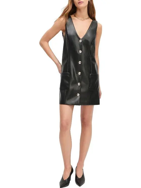 FAVORITE DAUGHTER The Sasha Faux Leather Mini Dress - Raven