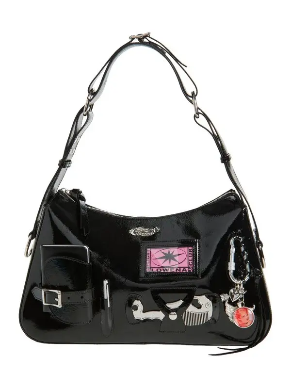 CHOPOVA LOWENA Sofia Patent Leather Handbag - Black