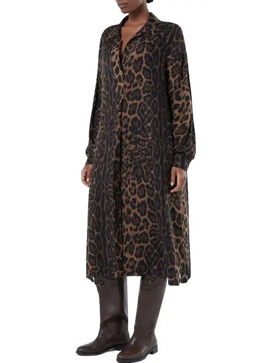 Marina Rinaldi Falasco Leopard Print Shirt Dress - Black