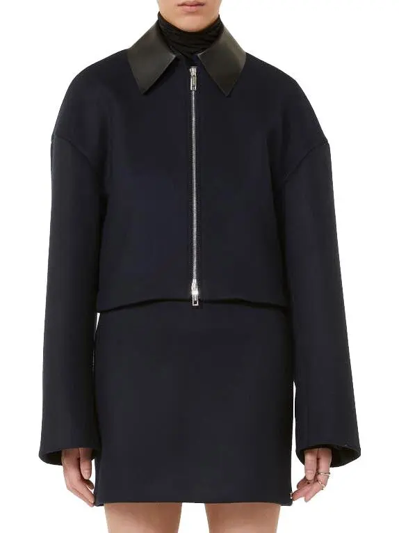 Sportmax Vacuo Wool Crop Jacket - Midnight Blue