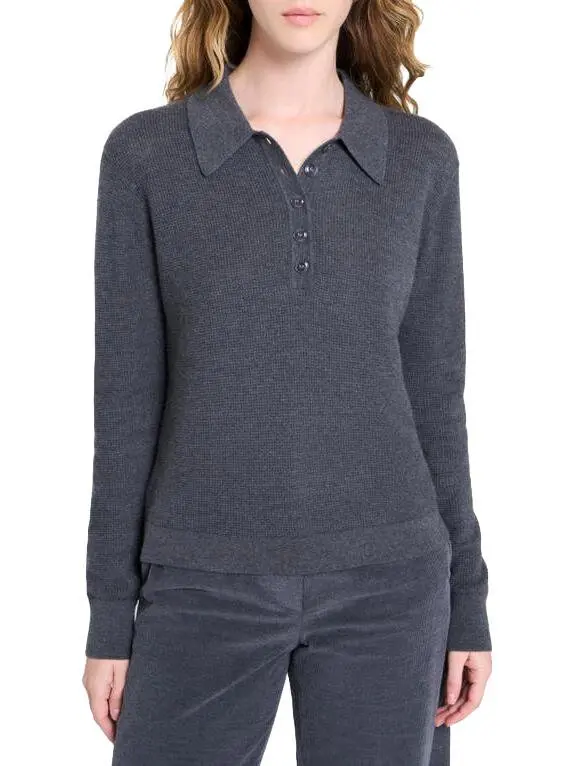 TWP Jorden Thermal Cashmere Polo Sweater - Charcoal