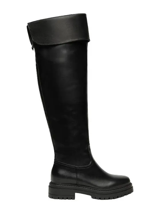 NEROGIARDINI Over-the-knee Lug Sole Boots - Black