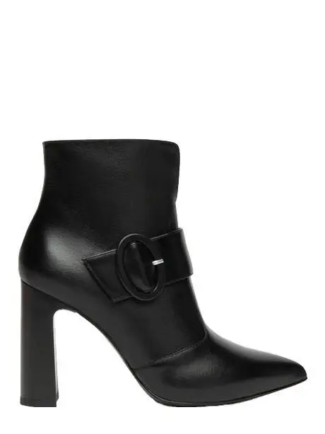 NEROGIARDINI Leather Buckle Booties - Black