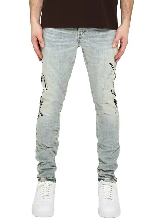 PURPLE BRAND Double Script Skinny Jeans - Light Indigo