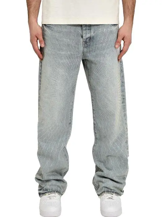 PURPLE BRAND Radial Hotfix Embellished Relaxed Jeans - Light Indigo