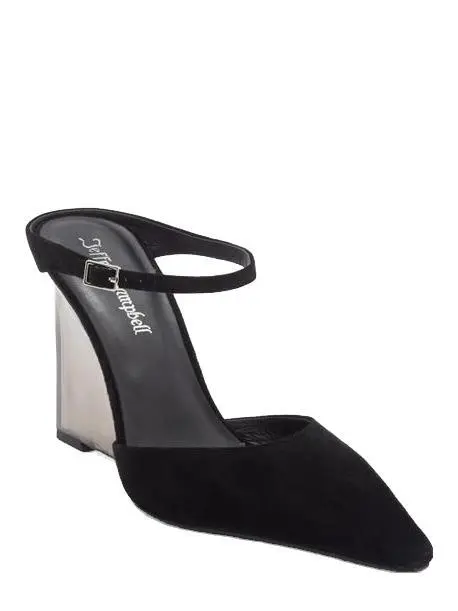 Jeffrey Campbell Maribelle Wedge Mule - Black Suede