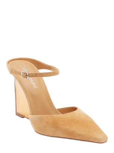 Jeffrey Campbell Maribelle Wedge Mule - Camel Suede