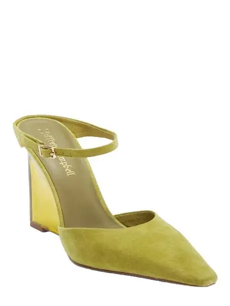 Jeffrey Campbell Maribelle Wedge Mule - Chartreuse Suede