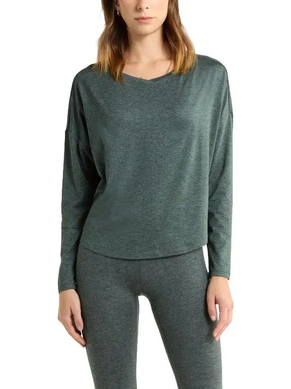 Zella Restore Soft Long Sleeve Relaxed T-shirt - Green Duck