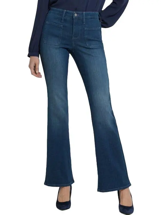 NYDJ Ava Patch Pocket Mid-rise Flare Jeans - Hugo Rain