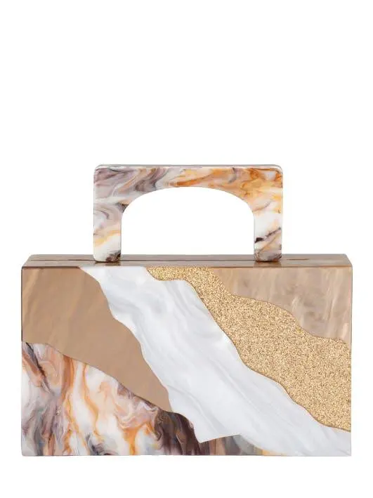OLGA BERG Fleur Acrylic Top Handle Bag - Natural