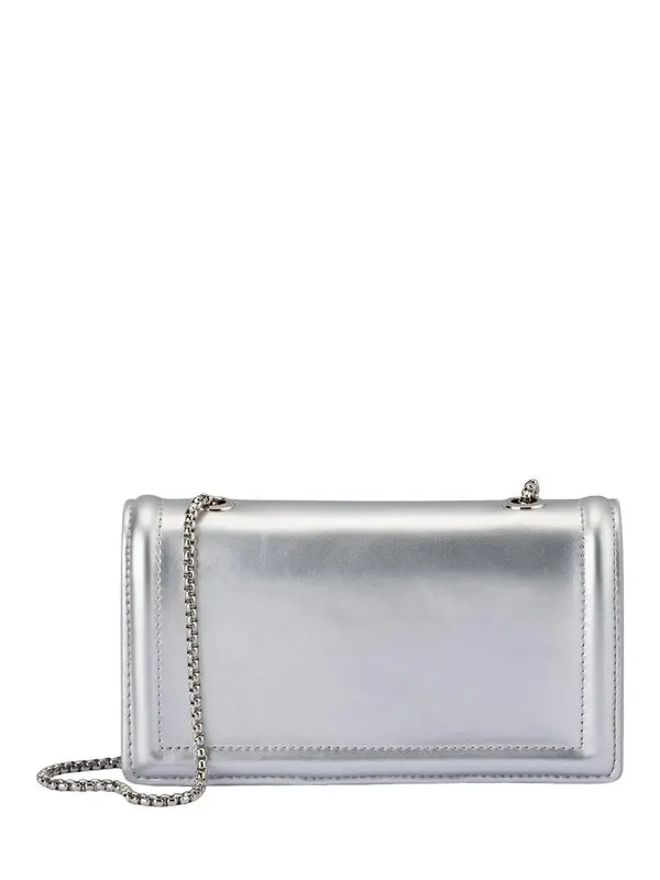 OLGA BERG Metallic Faux Leather Convertible Shoulder Bag - Silver