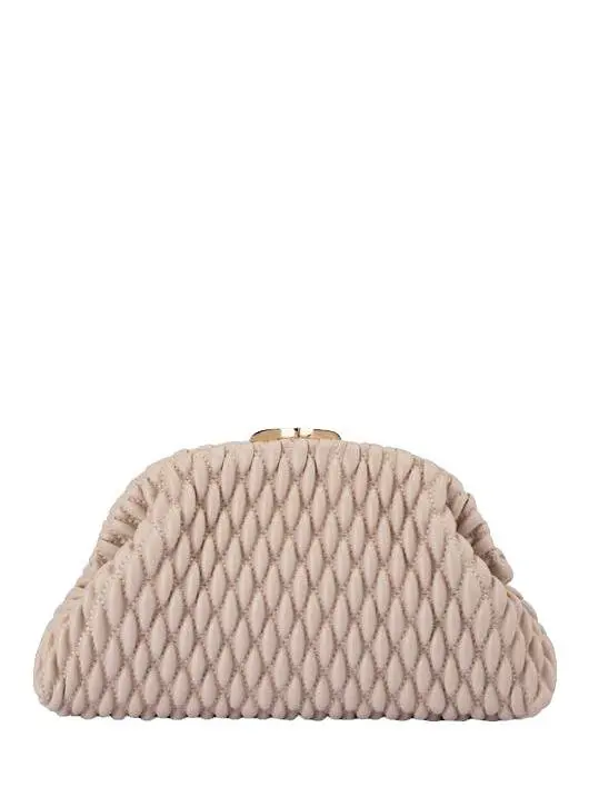 OLGA BERG Paige Textured Faux Leather Frame Clutch - Mink