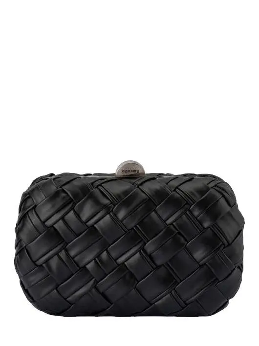 OLGA BERG Haven Woven Frame Clutch - Black
