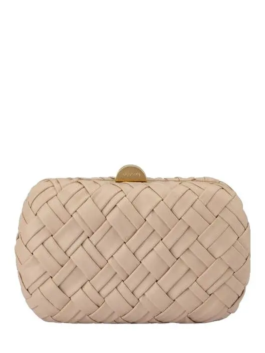OLGA BERG Haven Woven Frame Clutch - Natural