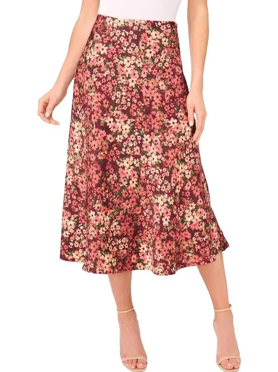 CECE DUPRAZ Bias Cut Satin Midi Skirt - Fresh Berry