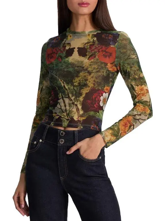 Alice + Olivia Delaina Printed Long Sleeve Top - Forbidden Forest