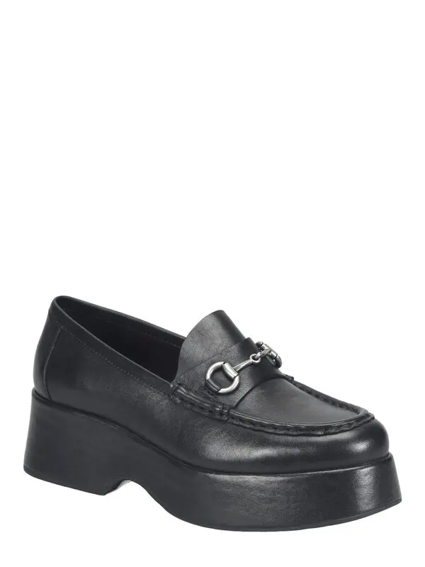 KORK-EASE® Parson Platform Bit Loafer - Black Leather