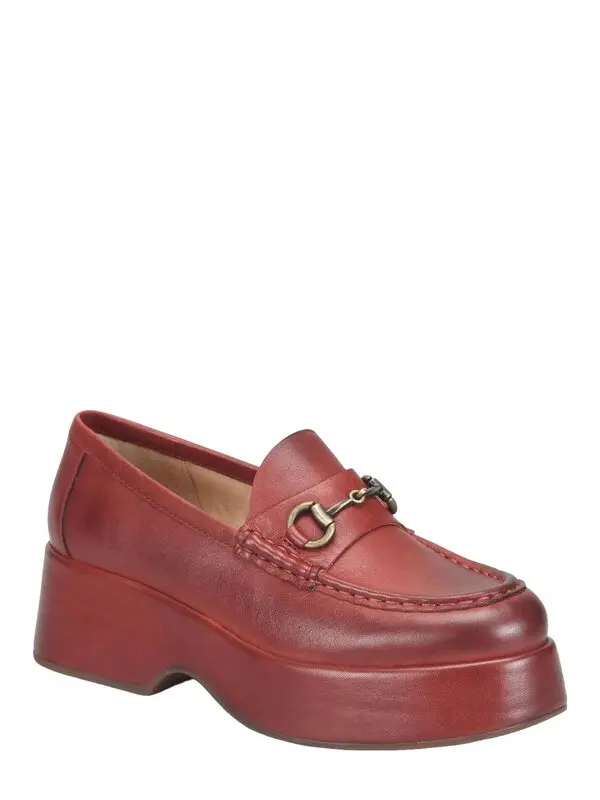 KORK-EASE® Parson Platform Bit Loafer - Dark Red Leather