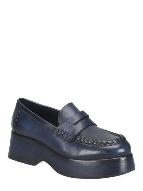 KORK-EASE® Pixie Platform Penny Loafer - Navy Leather