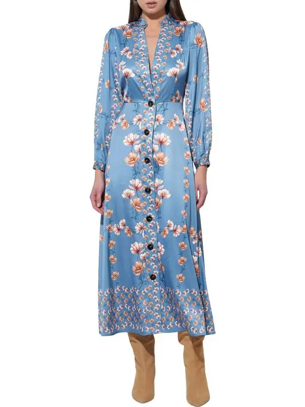 Adelyn Rae Jailyn Floral Print Maxi Dress - Haze Blue