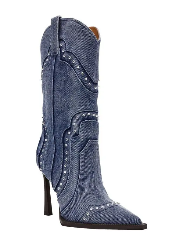 Steve Madden Kylar Studded Western Boots - Denim