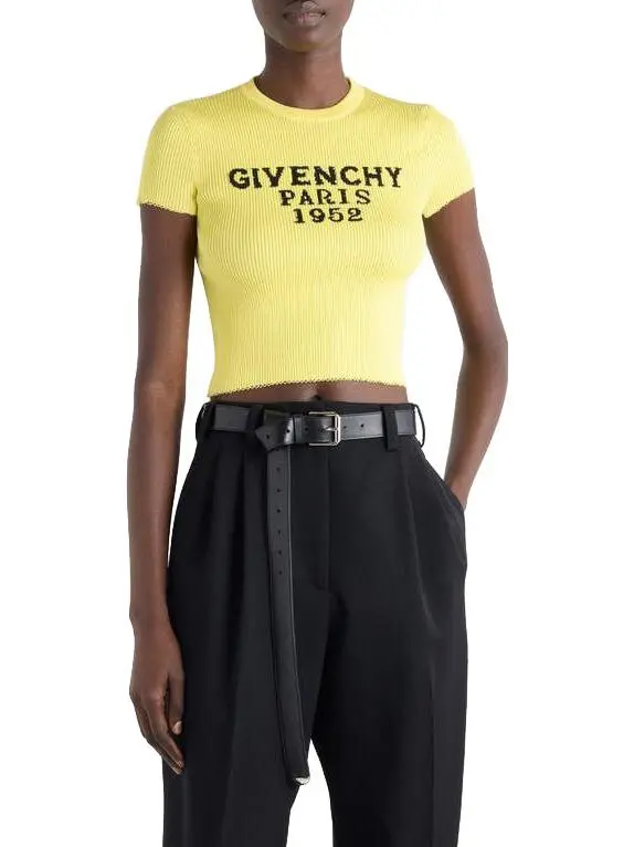 Givenchy Logo Intarsia Crop Top - Acid Yellow
