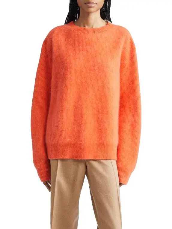 ZANKOV Halas Colorblock Rib Crewneck Sweater - Persimmon