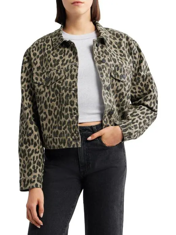 MAVI Leopard Print Denim Jacket - Green Leopard Denim
