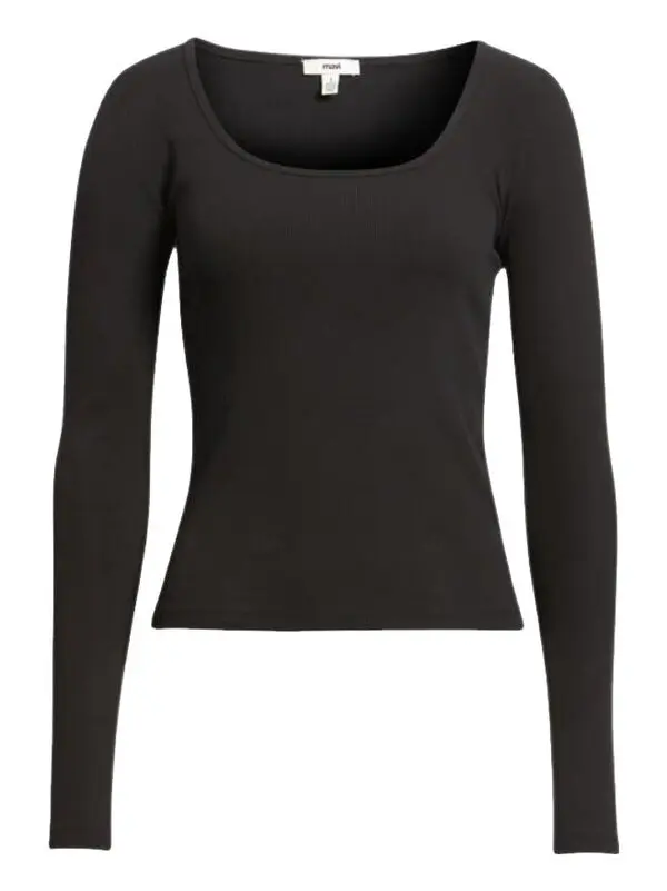 MAVI Square Neck Long Sleeve T-shirt - Black