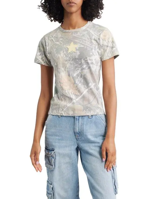 GOLDEN HOUR Star Appliqué Cotton Graphic T-shirt - Leaf Camo